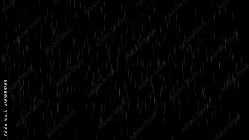 Rain drops falling on a black background. 4K animation for film ads and ...