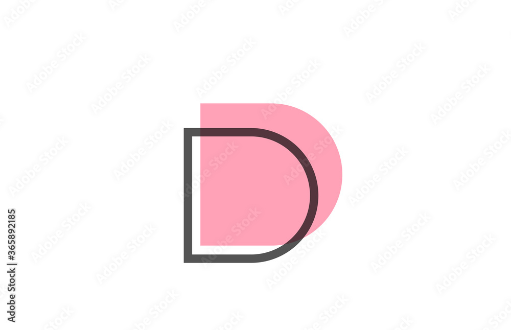 geometric D pink black line alphabet letter logo icon for company ...