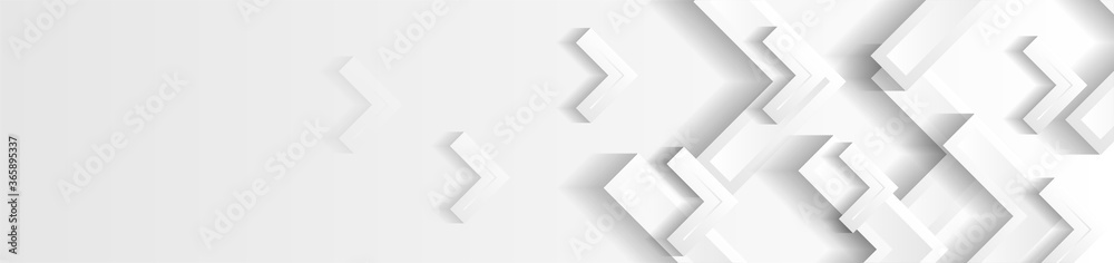 Technology banner design with white and grey paper arrows. Abstract ...