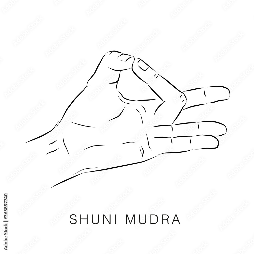 Shuni Mudra, yoga hand gesture, meditation pose Stock Illustration | Adobe Stock