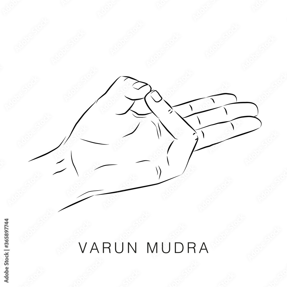 Varun Mudra, yoga hand gesture, meditation pose Stock Illustration ...
