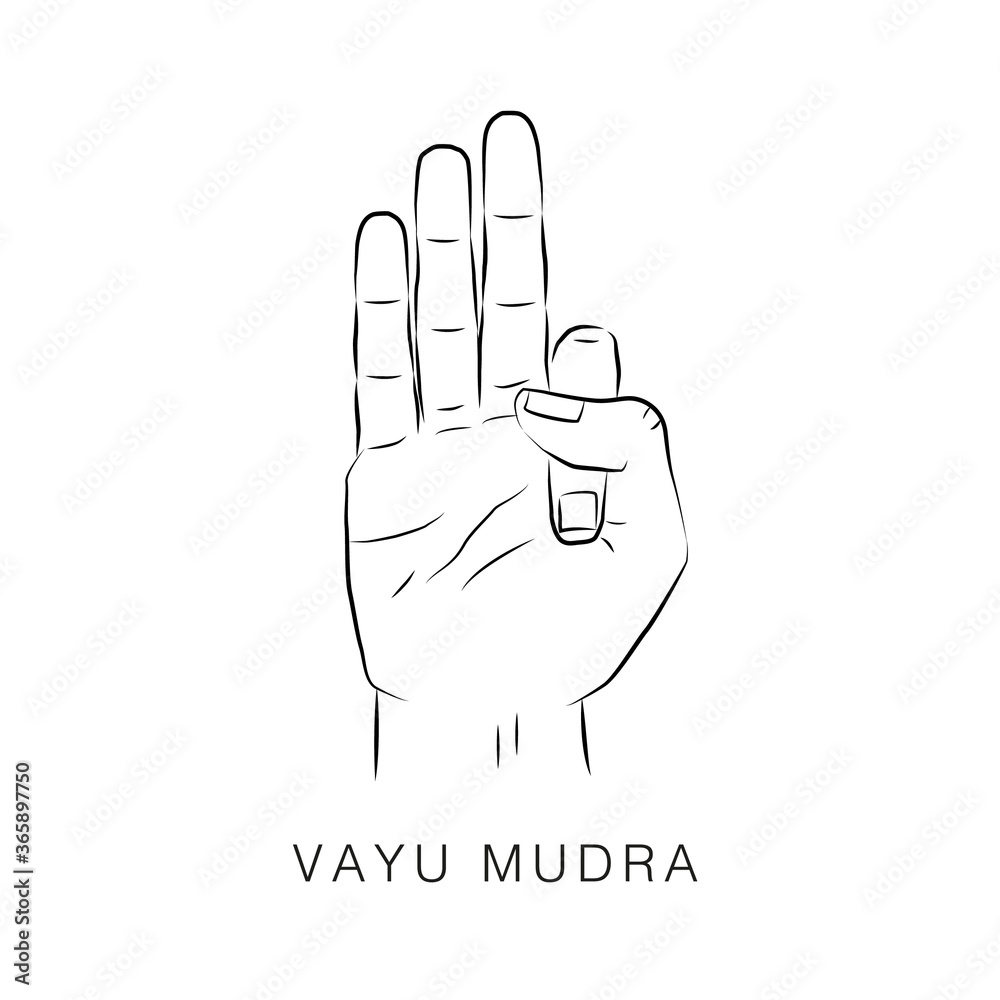 Vayu Mudra, yoga hand gesture, meditation pose Stock Illustration | Adobe Stock