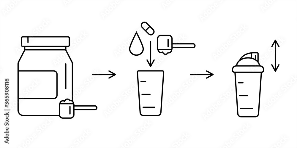 Vettoriale Stock Sport nutrition supplement concept. Instruction how to ...