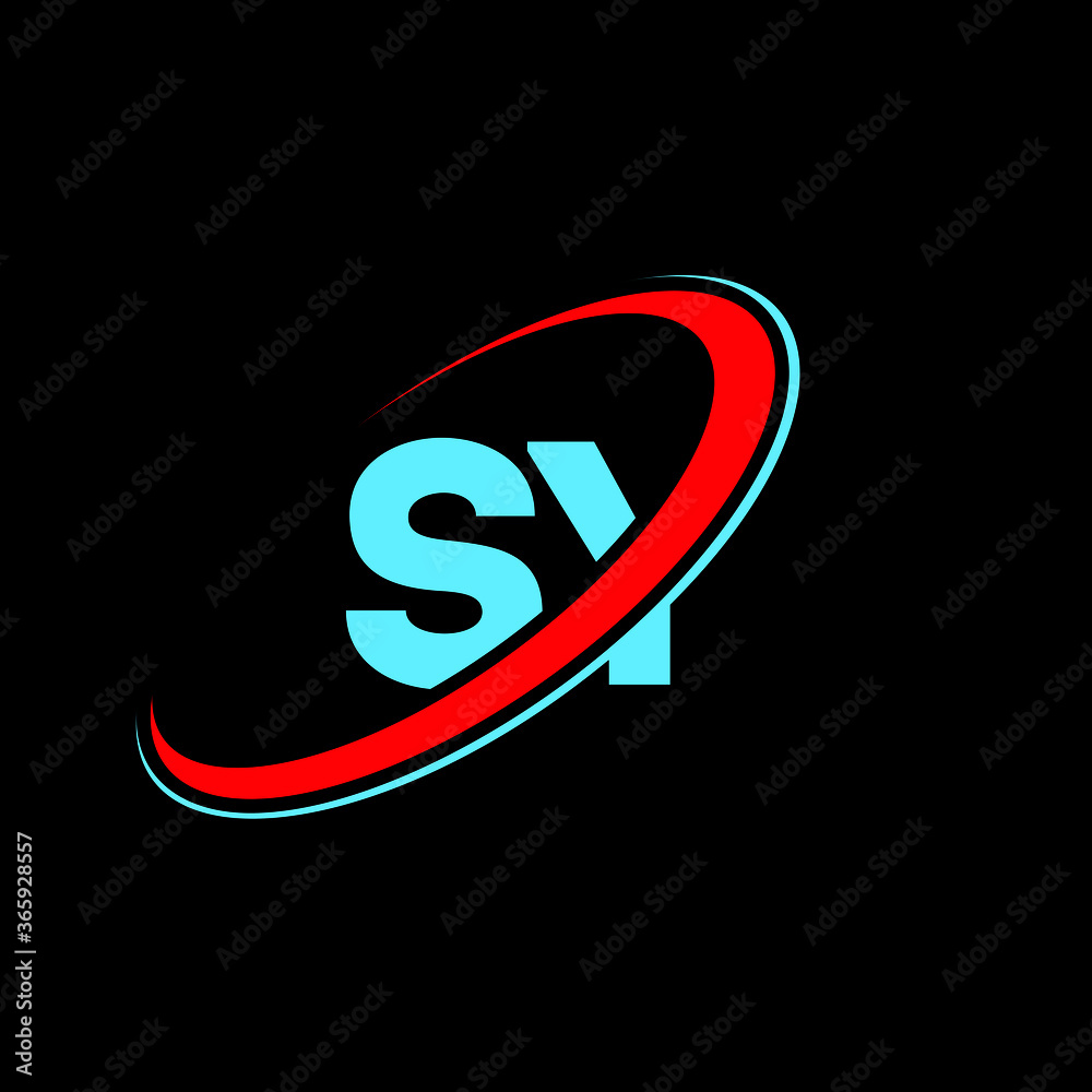 SY S Y letter logo design. Initial letter SY linked circle uppercase ...
