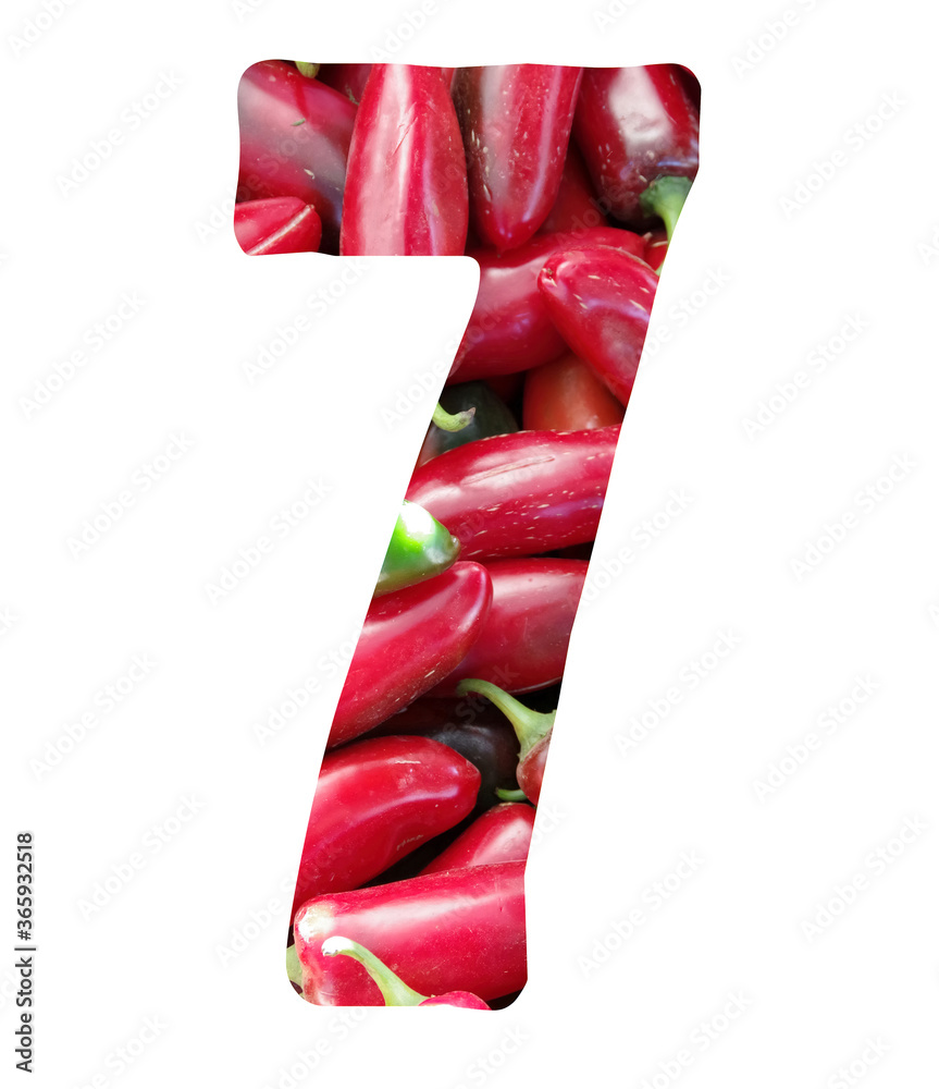 Number 7 from a here available alphabet of single letters and numbers ...