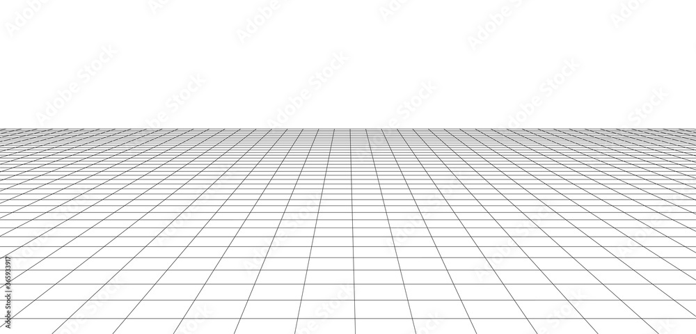 Abstract perspective grid on white background widescreen illustration ...