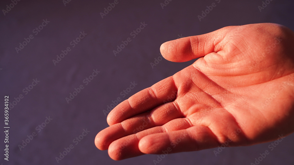 Pointing hand palm, collected fingers, hand gestures, emotions, facial ...