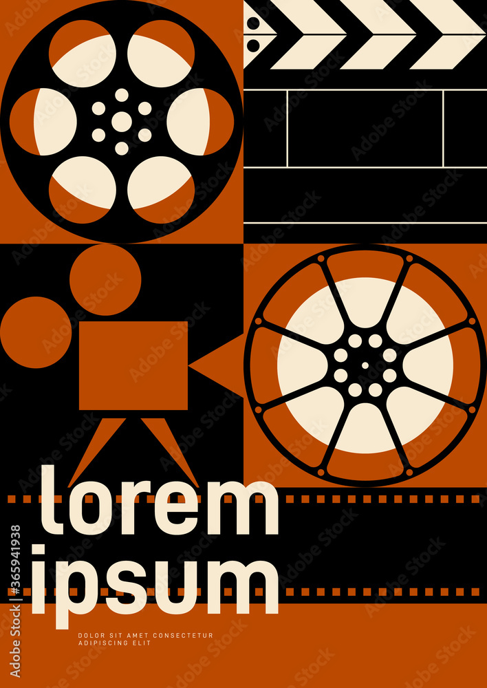 Movie and film poster design template background vintage retro style ...