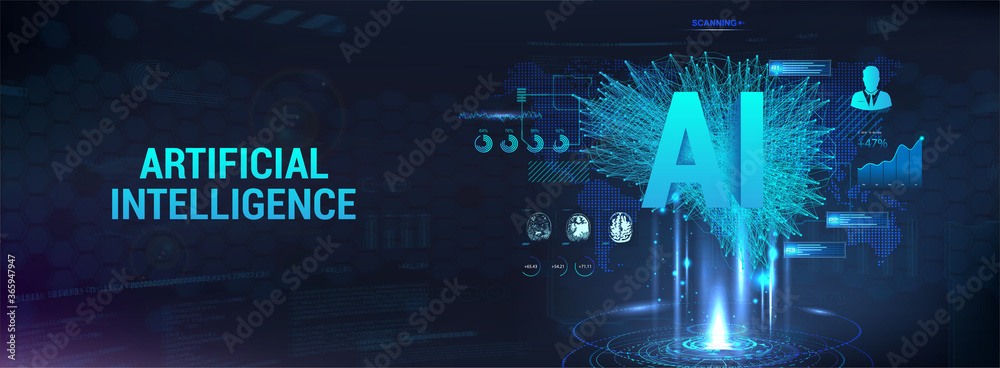 Hi-tech technology banner with concept artificial intelligence ...