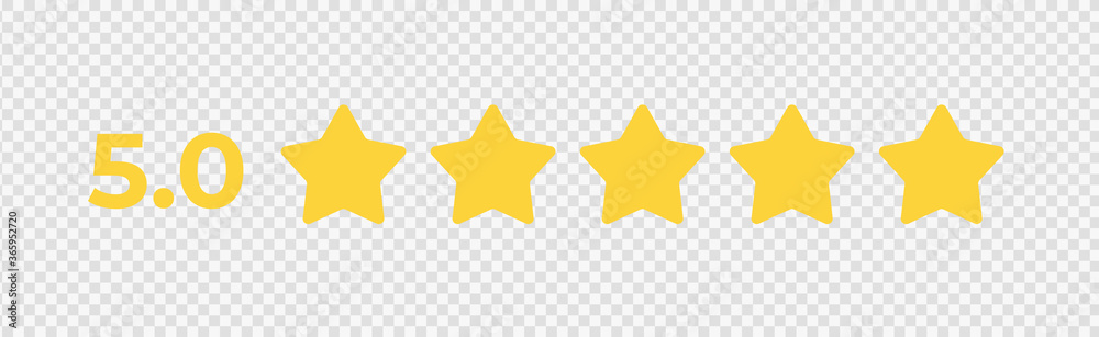 5.0 star symbol with text. Vector icon. Transparent background. Stock ...