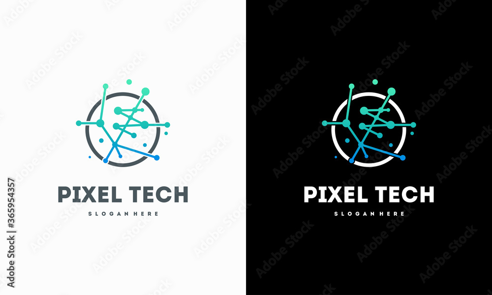 Pixel technology logo designs concept vector, Network Internet logo ...