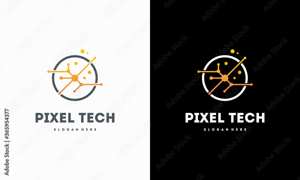 Pixel technology logo designs concept vector, Network Internet logo ...