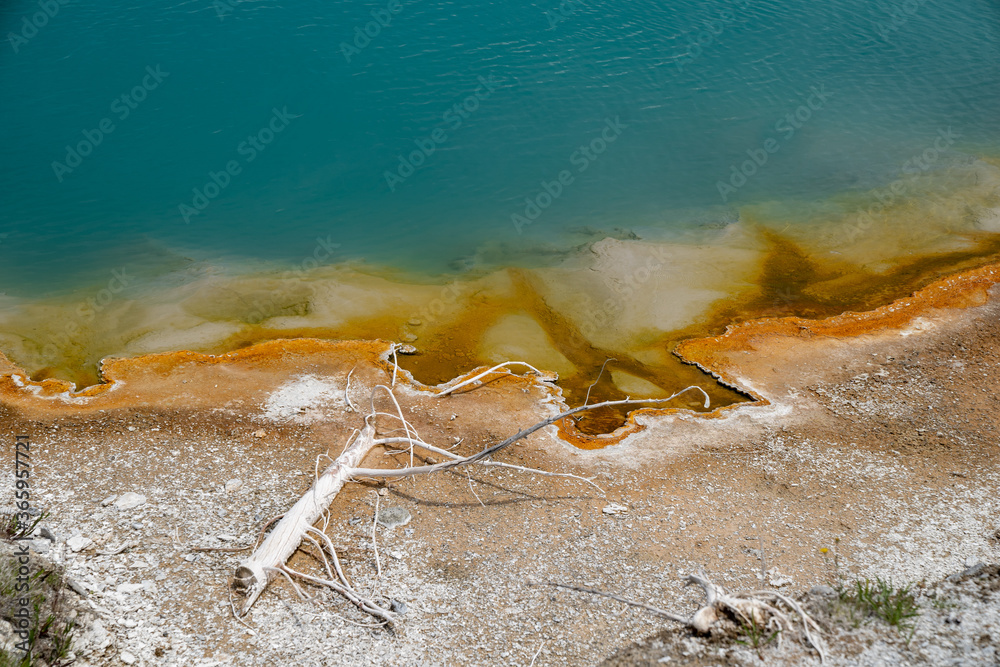 Abstract view of close up Black Diamond Pool spring, located in the ...