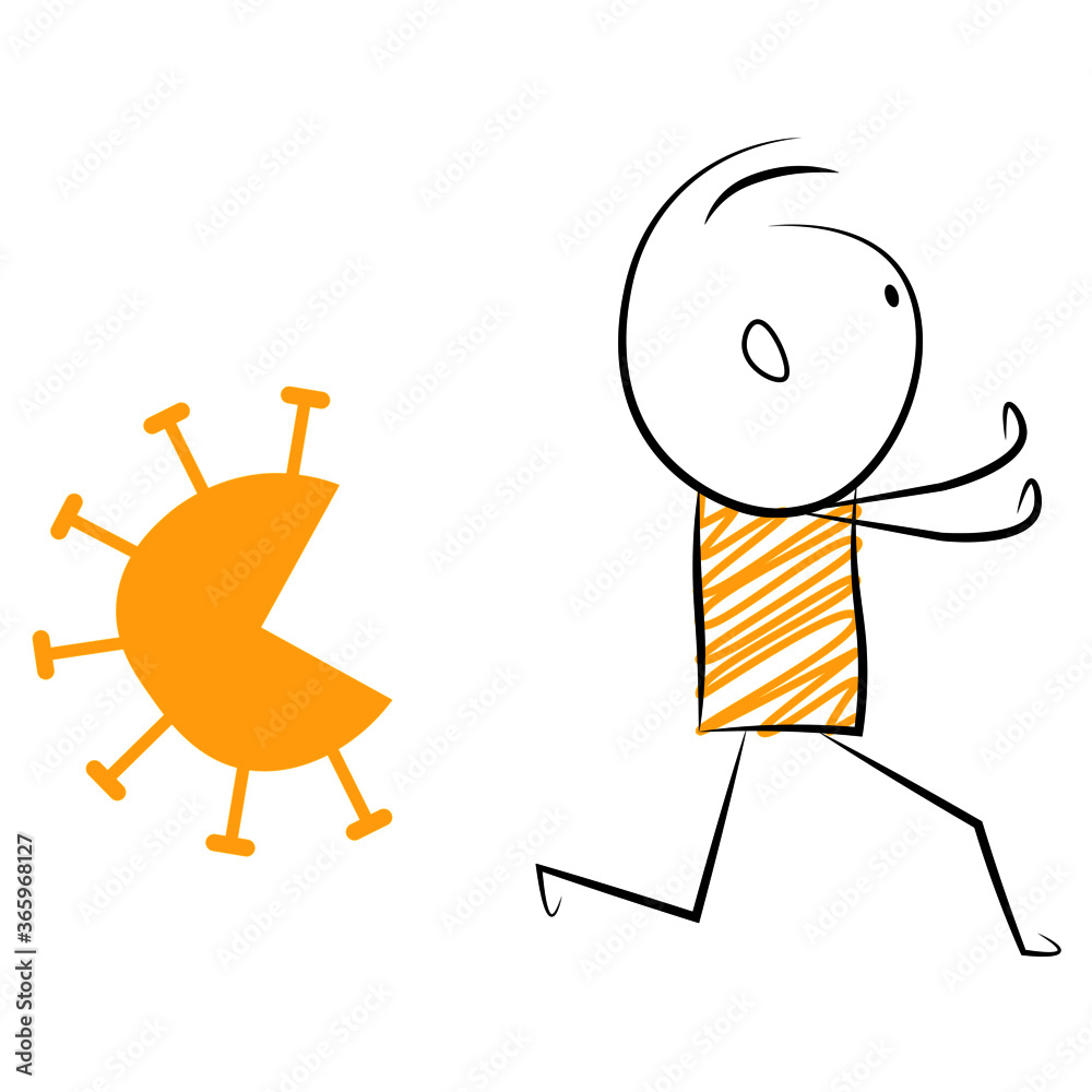 cartoon stickman: corona virus, wear mask, mask. Vector Illustration ...
