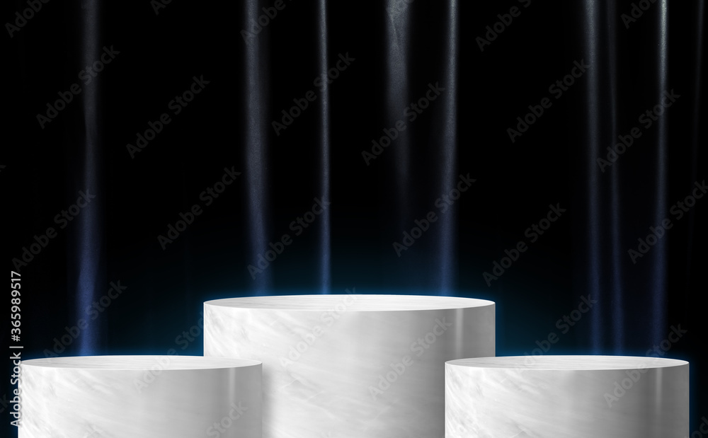 Product display glossy white marble cylinder stand winner podium in ...