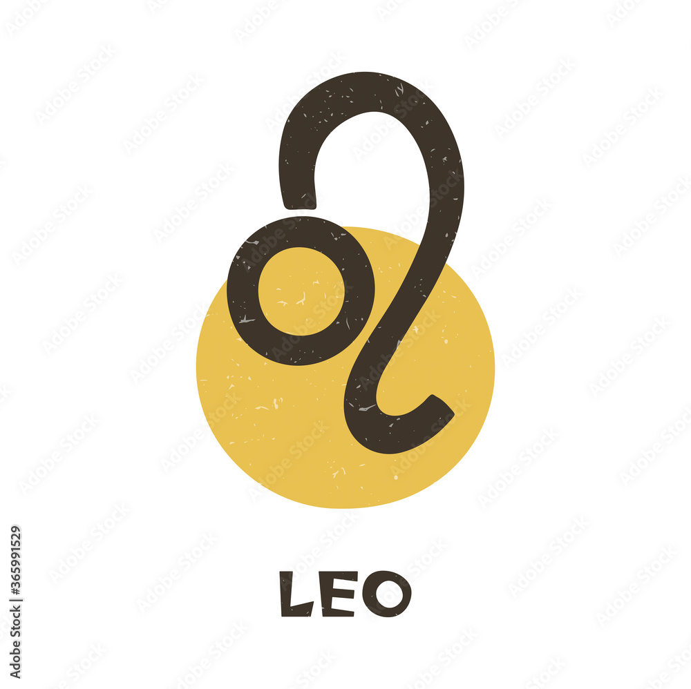 Cute leo zodiac sign. Two-color astrology symbol with handwritten ...