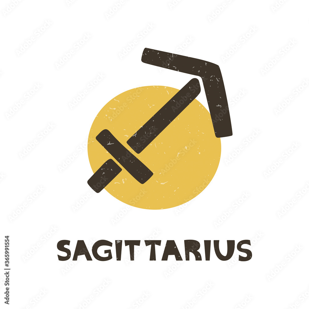 Cute sagittarius zodiac sign. Two-color astrology symbol with ...
