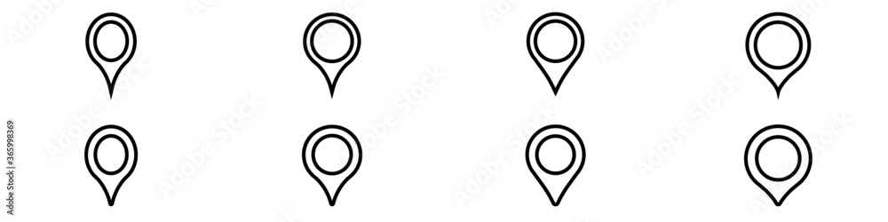 Set of map marker line icons. Geotargeting pin for maps in different ...
