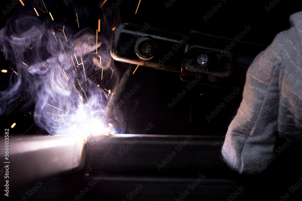 Hand arc welding metal assembly object industrial construction welder ...