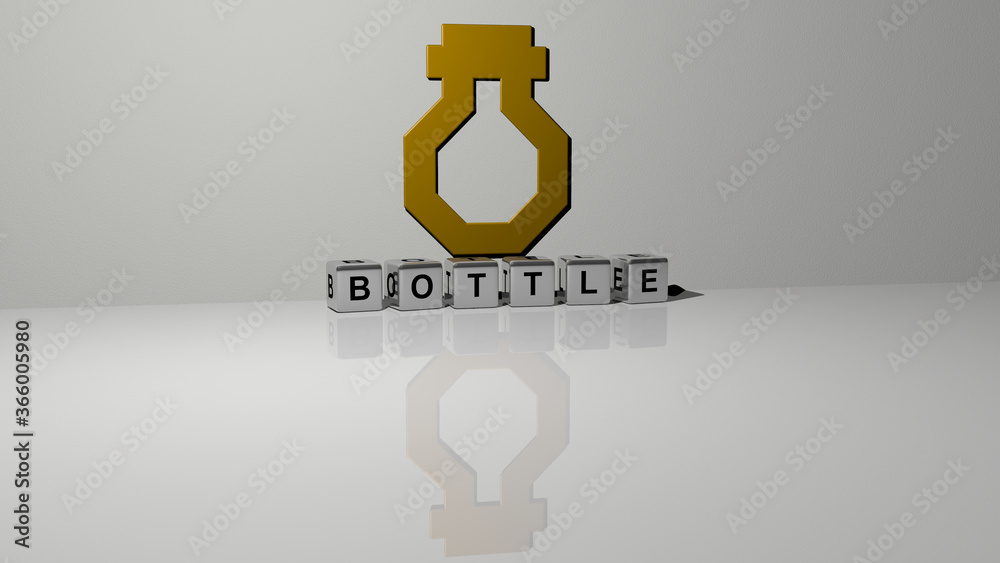 3D graphical image of BOTTLE vertically along with text built by ...
