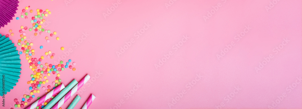 Colorful birthday party background with festive decor Stock Photo ...