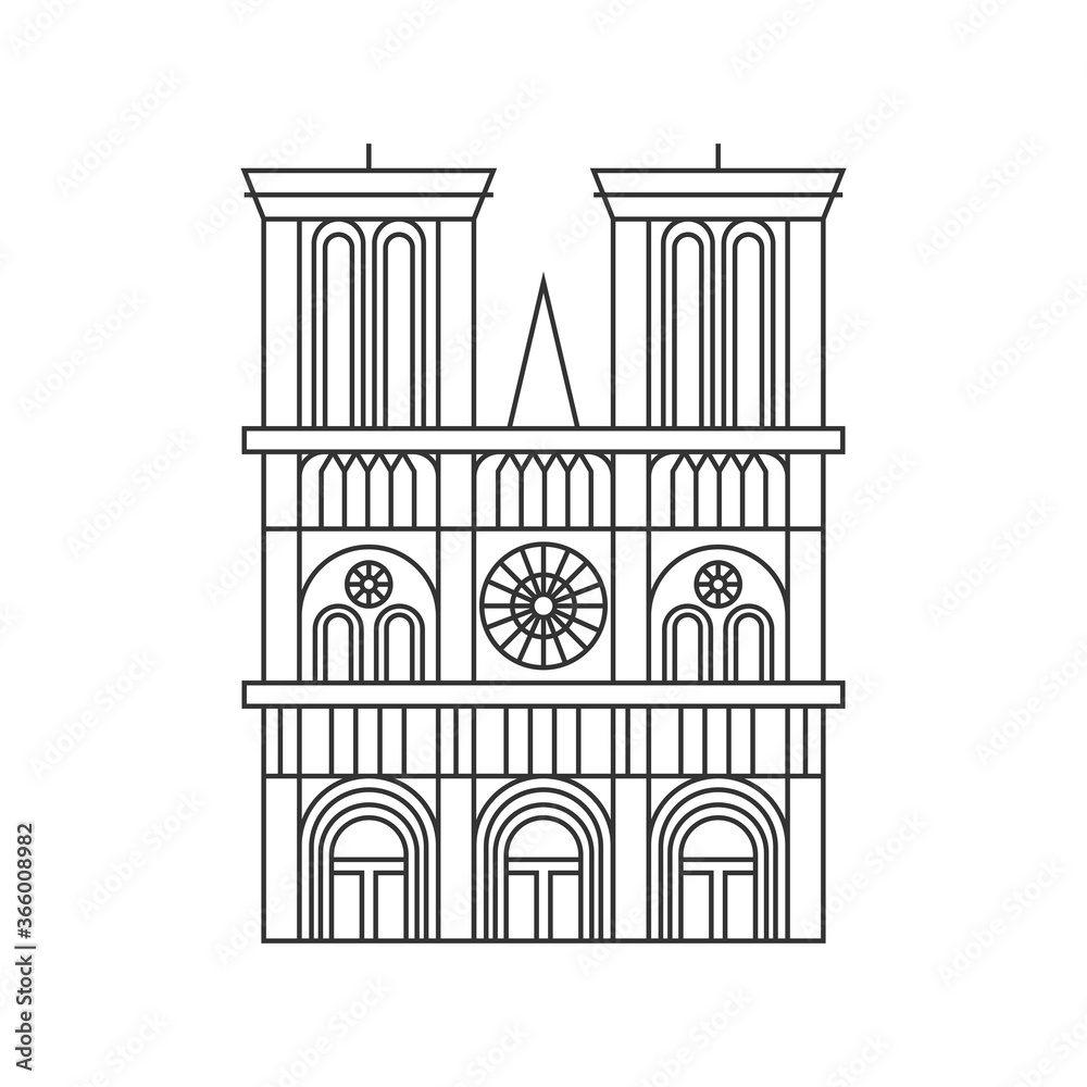 Notre Dame de Paris Vector Icon Isolate On White Background. Church ...