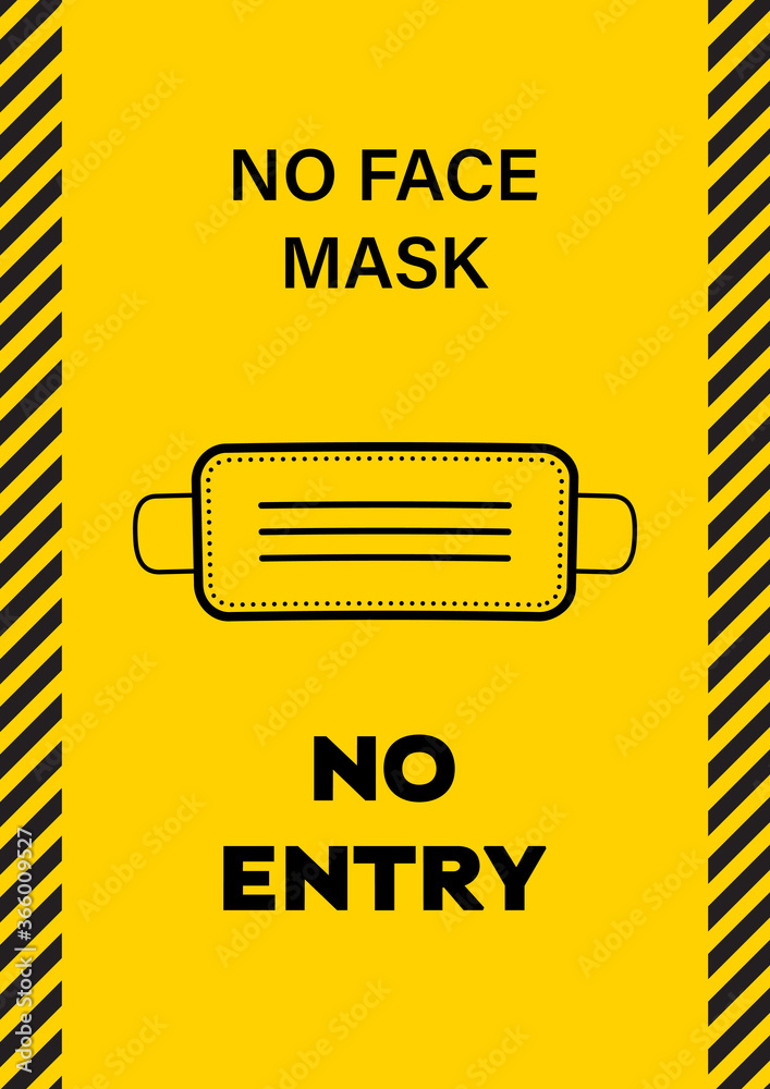 Sticker with the text, No Face Mask No Entry, Vector illustration ...