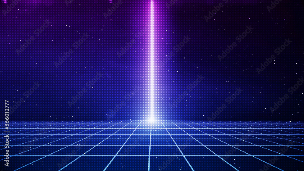 Retro cyberpunk style 80s Sci-Fi Background Futuristic with laser grid ...