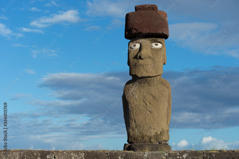 Moai wearing a Pukao (Topknots), Tahai ceremonial complex, Hanga Roa ...