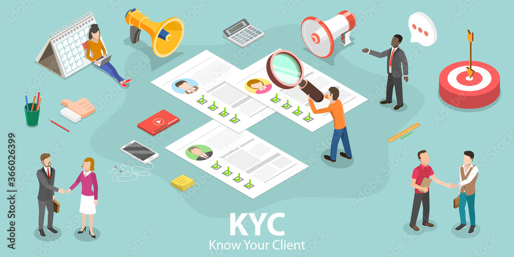 3D Isometric Flat Vector Concept of KYC - Know Your Customer, Anti ...