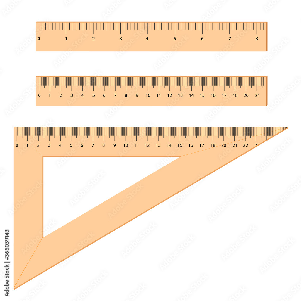 School measuring rulers and a square.Vector illustration. Stock Vector ...