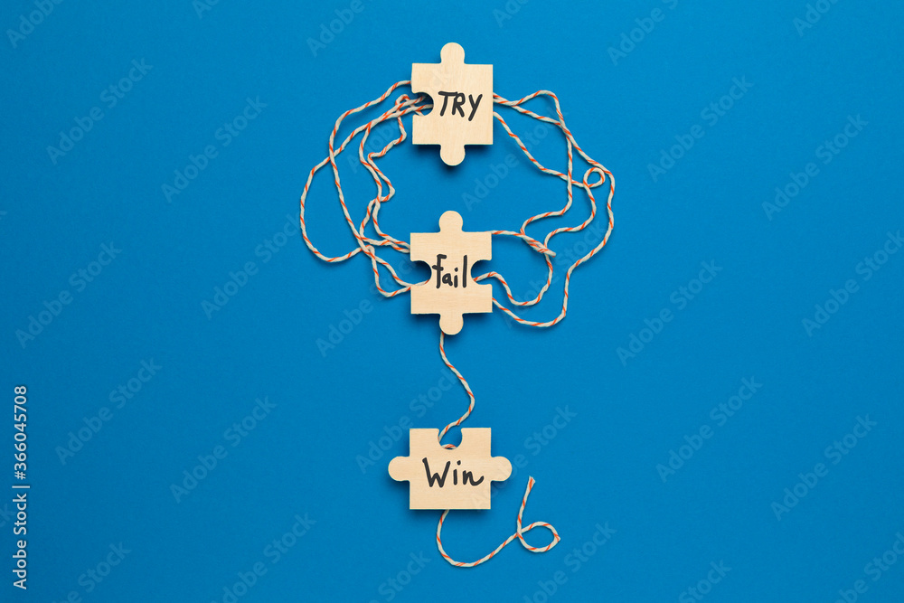 Try - Fail - Success. Purpose and movement to success despite obstacles ...