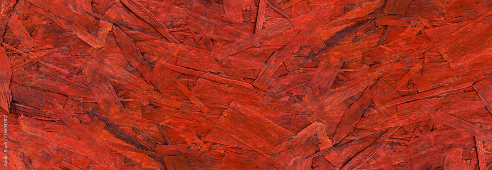 Struktur einer alten, rot gestrichenen OSB Grobspanplatte - Panorama ...