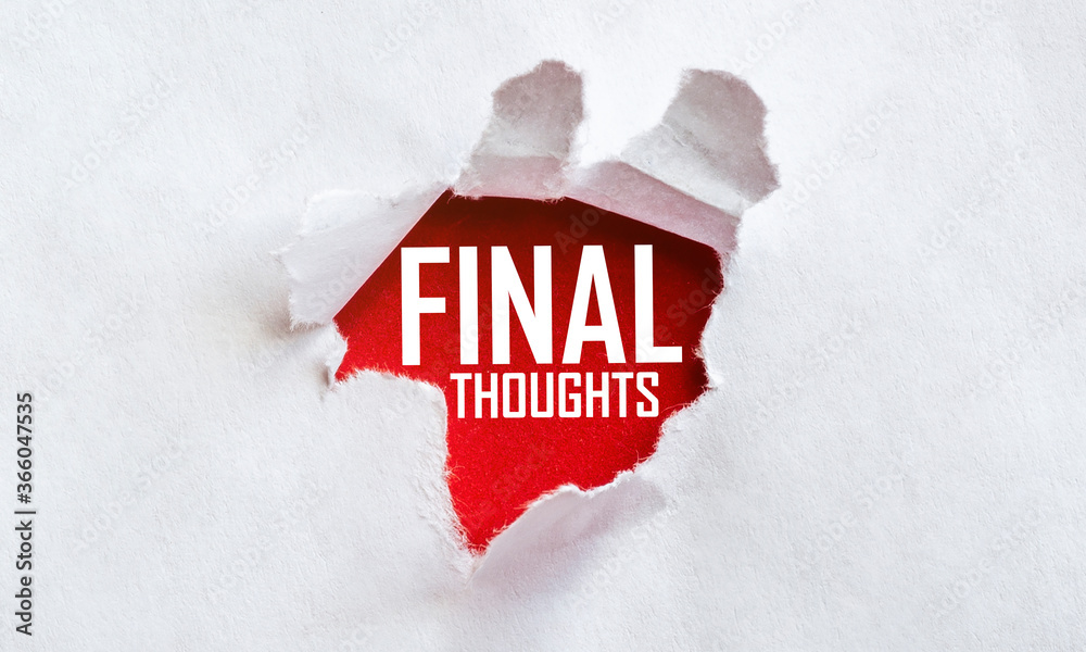 white torn paper with text Final Thoughts on red background Stock Photo ...