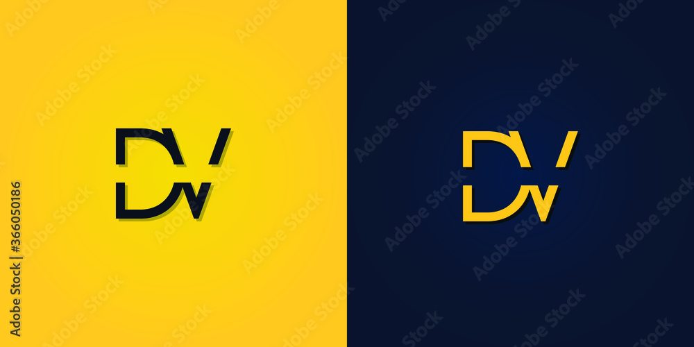 Vetor de Minimalist Abstract Initial letter DV logo. This logo ...