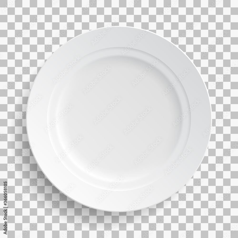 White dish plate isolated on transparent background. Kitchen dishes for ...