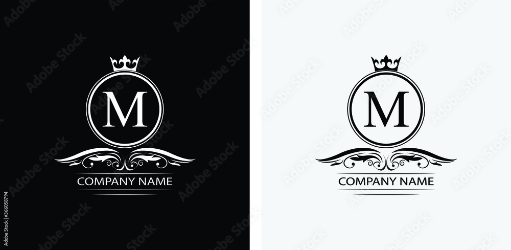 letter M template logo Luxury letter with crown. Monogram alphabet ...