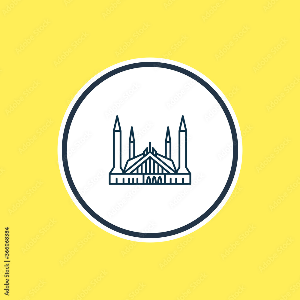 Vector illustration of faisal mosque icon line. Beautiful history ...