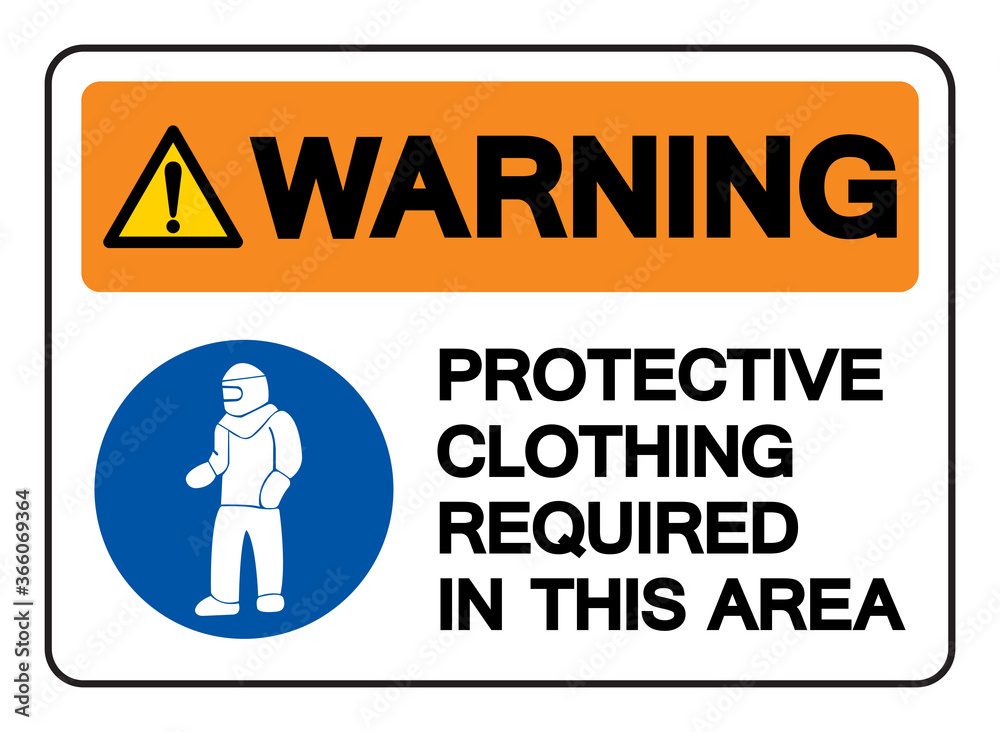 Warning Protective Clothing Required In This Area Symbol Sign,Vector ...