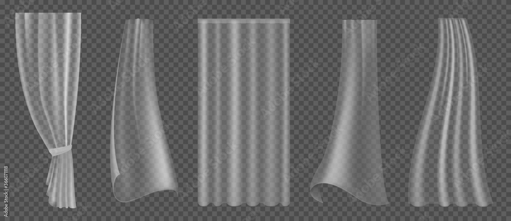 Transparent curtain. Textile different forms for window decoration ...