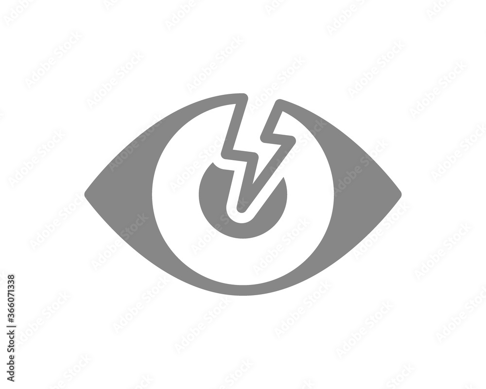 Human eye with acute pain grey icon. Visual organ disease symptom ...