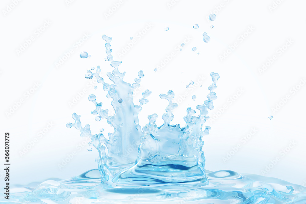 Water crown splash. Fresh blue clean mineral, micellar water, liquid ...