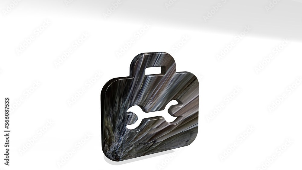 TOOLS BOX casting shadow with two lights. 3D illustration of metallic ...