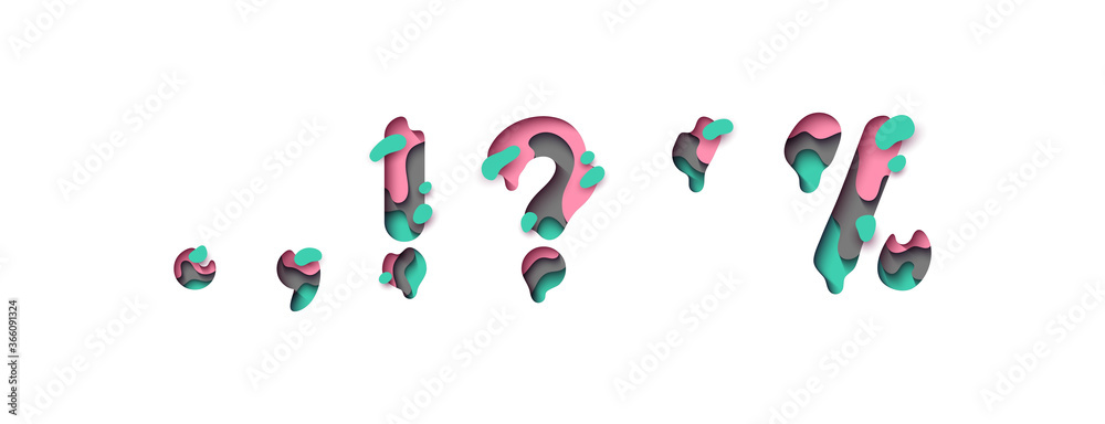 Punctuation marks comma point, an exclamation and interrogative, symbol ...