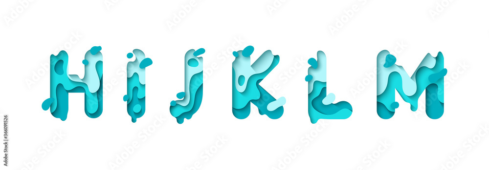 Paper cut letter H, I, J, K, L, M. Design 3d sign isolated on white ...