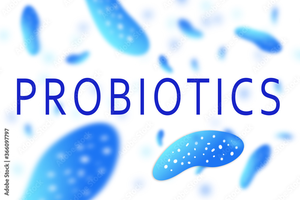 Probiotics bacteria. Logo of probiotics next to image of bacteria ...