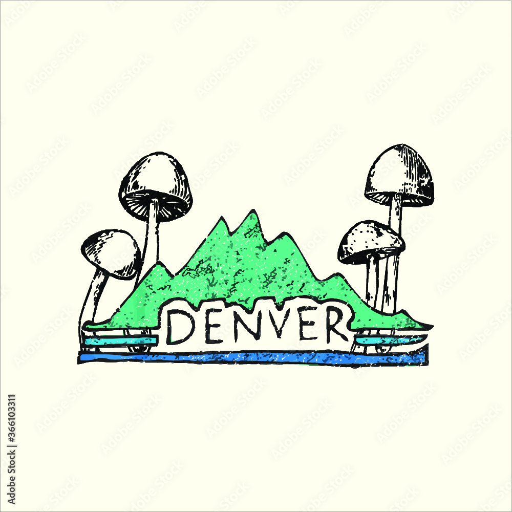 Denver Psilocybin Mushroom Magic Mushroom Psychedelic new design vector ...