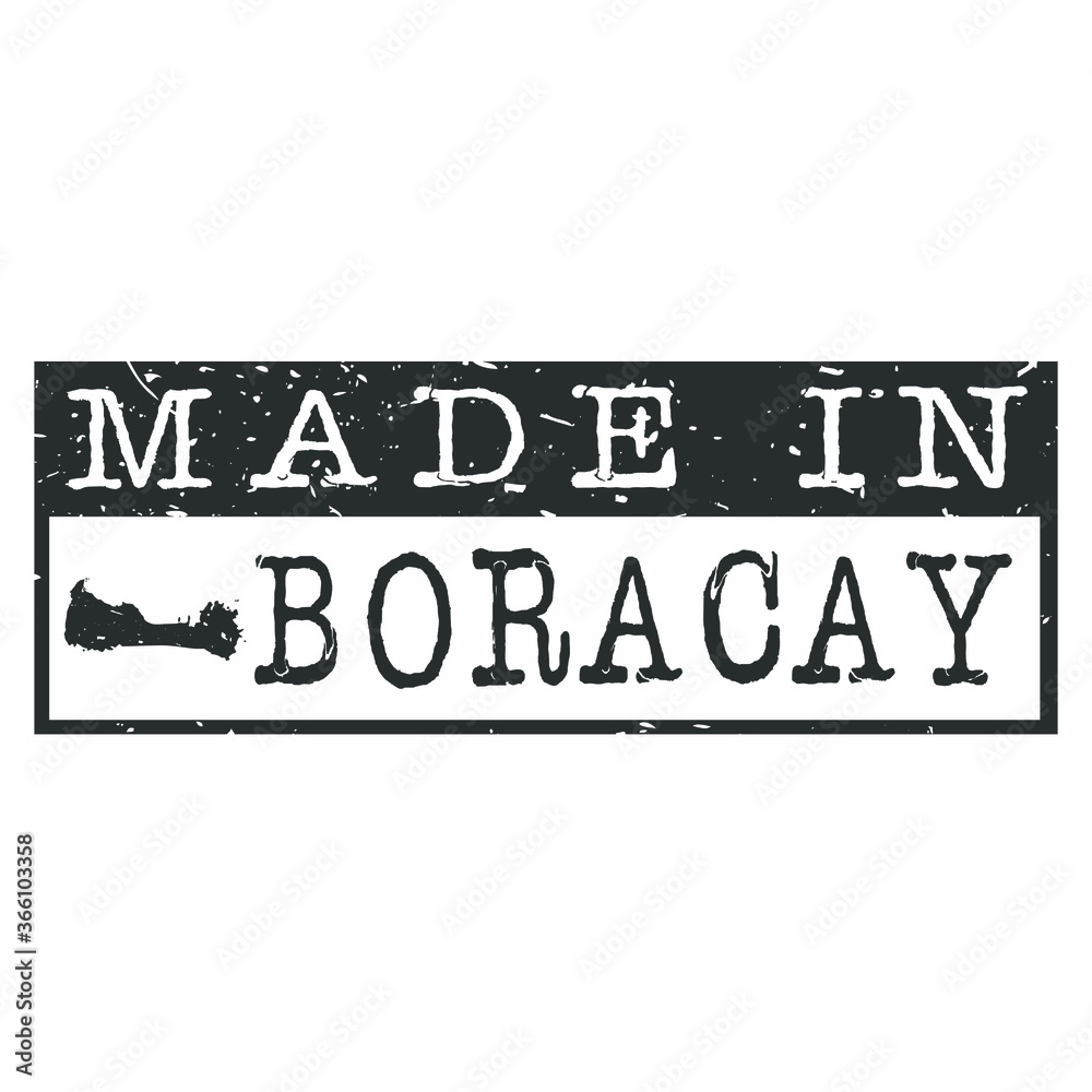 Made In Boracay. Stamp Rectangle Map. Logo Icon Symbol. Design ...