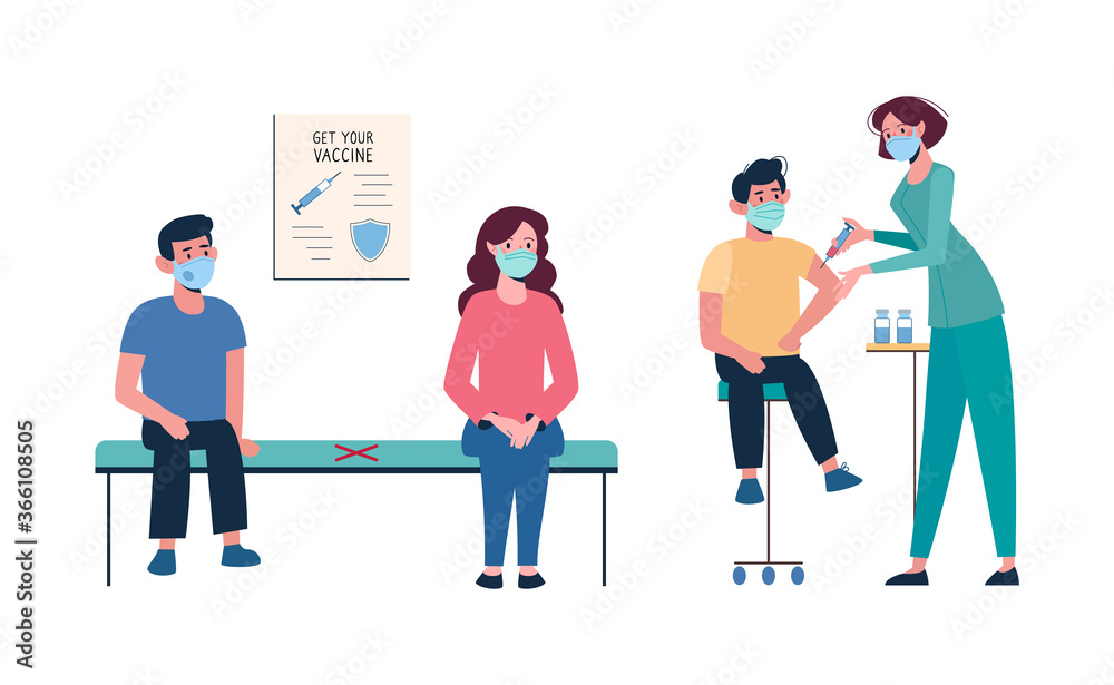 Vaccination of children against various diseases, including the ...