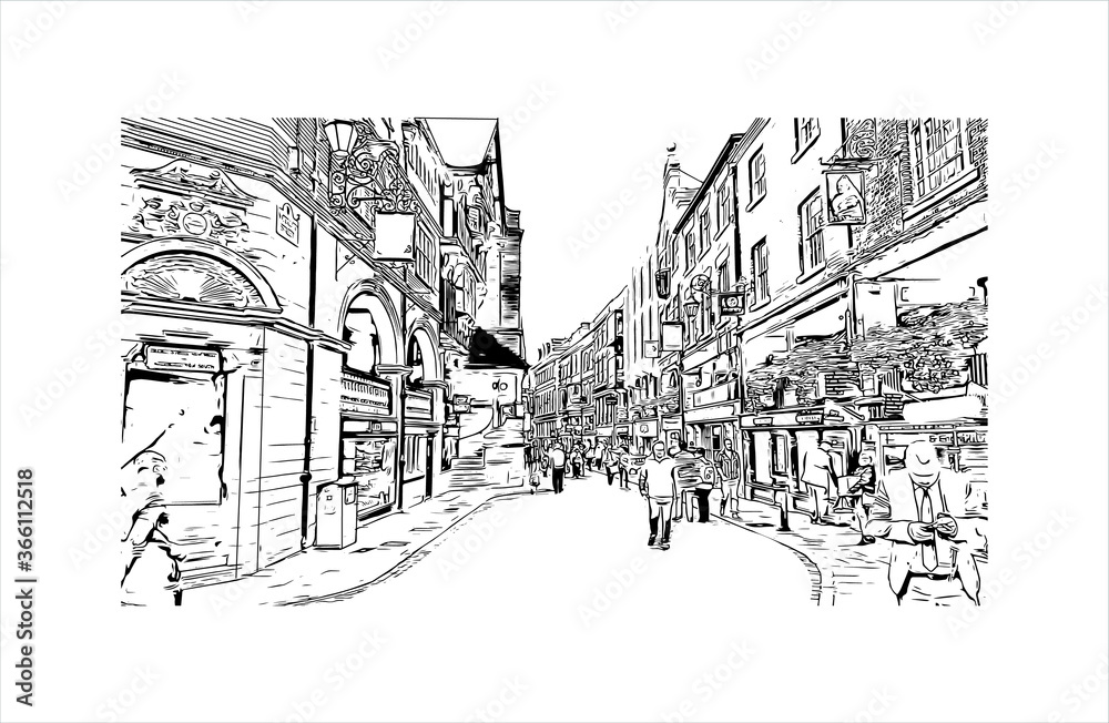 Building view with landmark of Chester is a city in northwest England ...